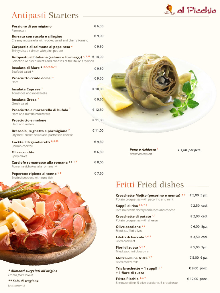 Menu Picchio | PDF