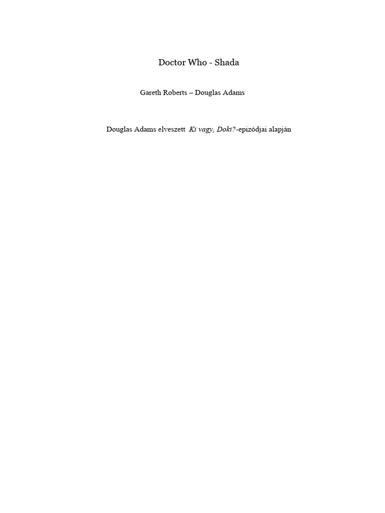 (Doctor Who 1) Shada - Gareth Roberts, Douglas Adams | PDF