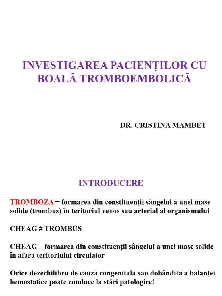 Boala Tromboembolica | PDF