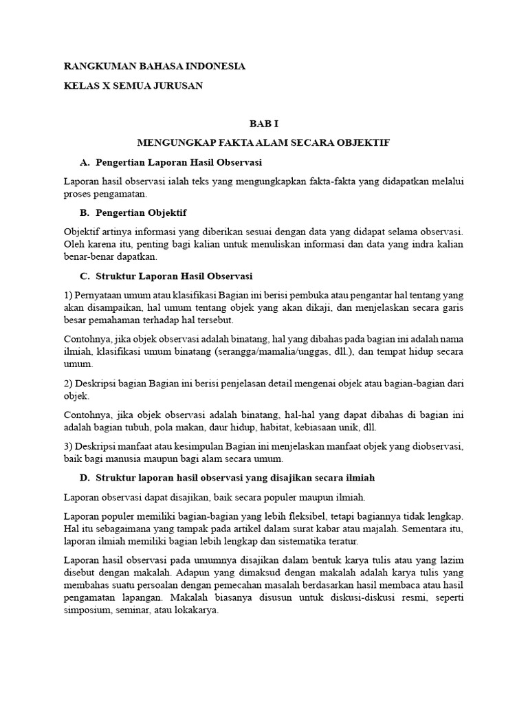 Rangkuman BAB 1 BIndo | PDF