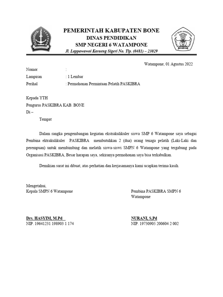 Surat Permohonan Paskibra | PDF