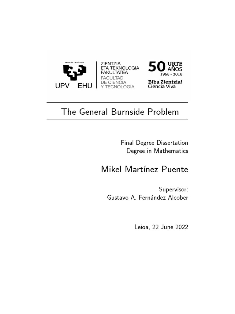The General Burnside Problem Mikel Martinez Puente | PDF | Group ...