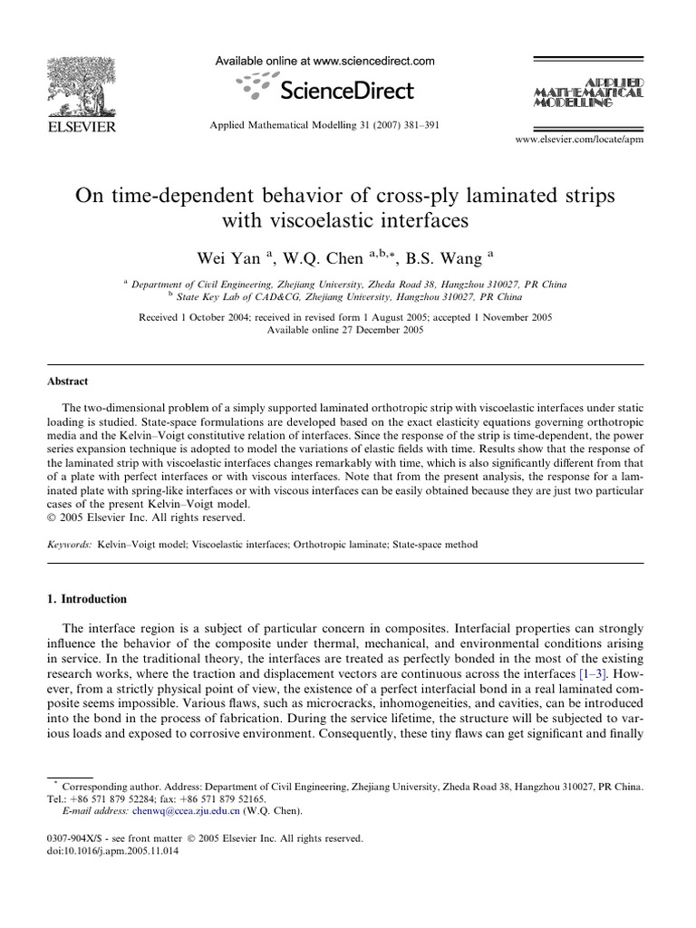 On Time Dependent Behavior of Cross Ply Laminated ST - 2007 - Applied Mathematic | PDF ...