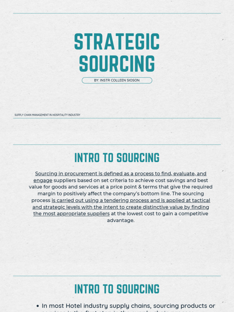 Scm Strategic Sourcing | PDF | Procurement | Supply Chain