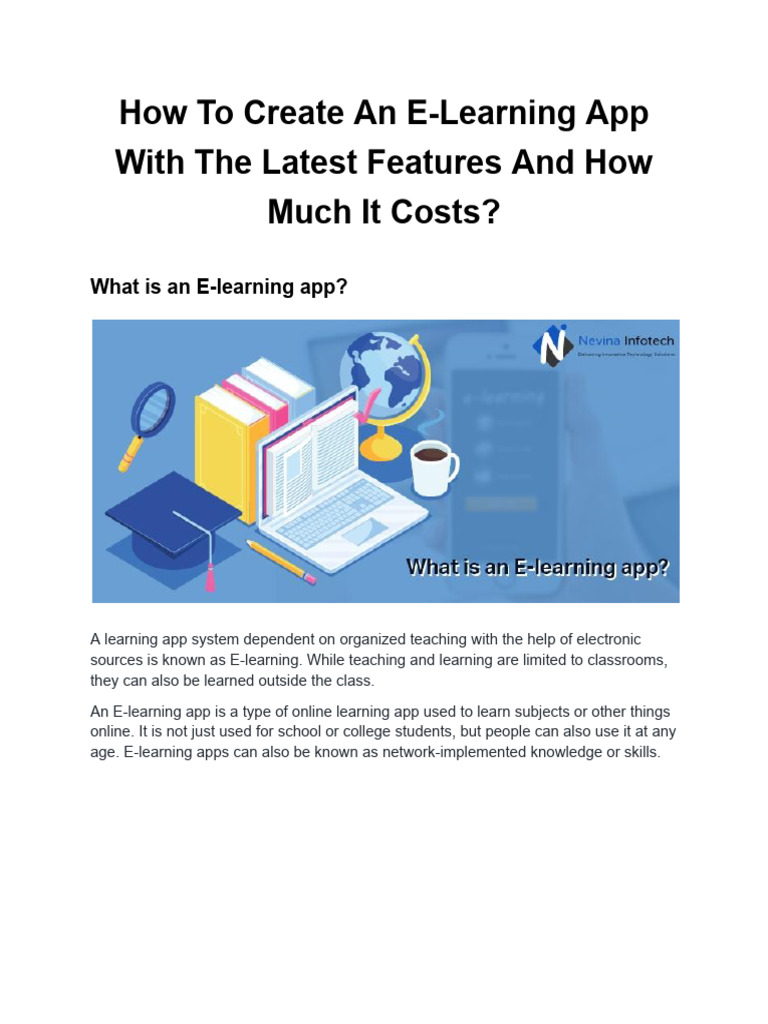How To Create An E-Learning App With The Latest Features and How Much ...