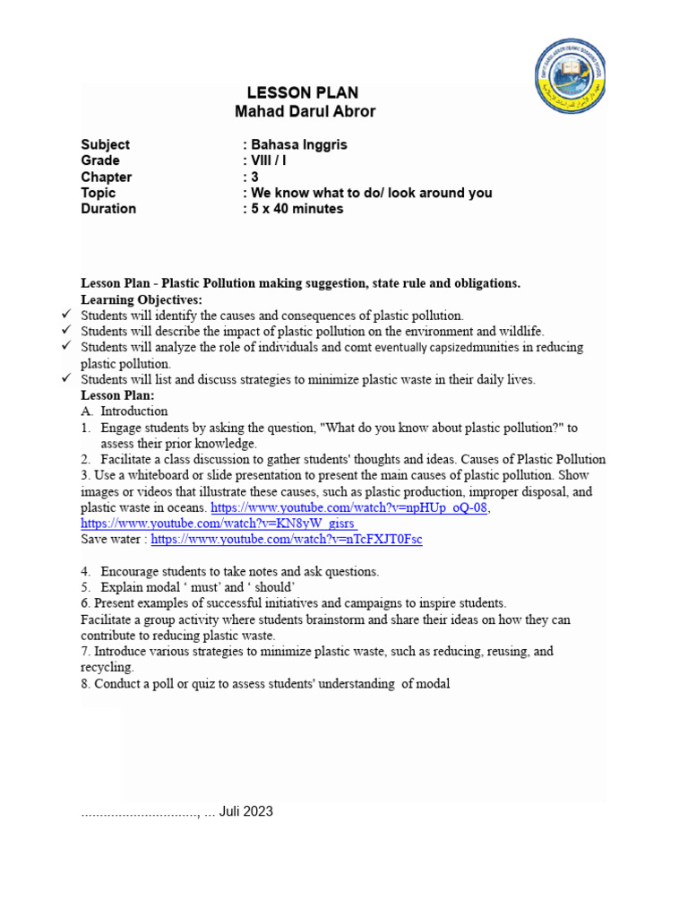 Lesson Plan Must Should | PDF | Lesson Plan | Learning