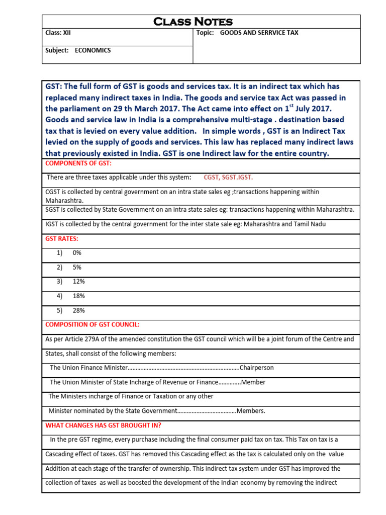 Xii Eco | PDF | Taxes | Indirect Tax