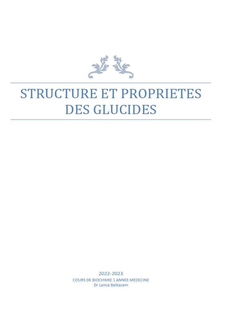 Structure et propriétés des glucides | PDF | Glucide | Glucose