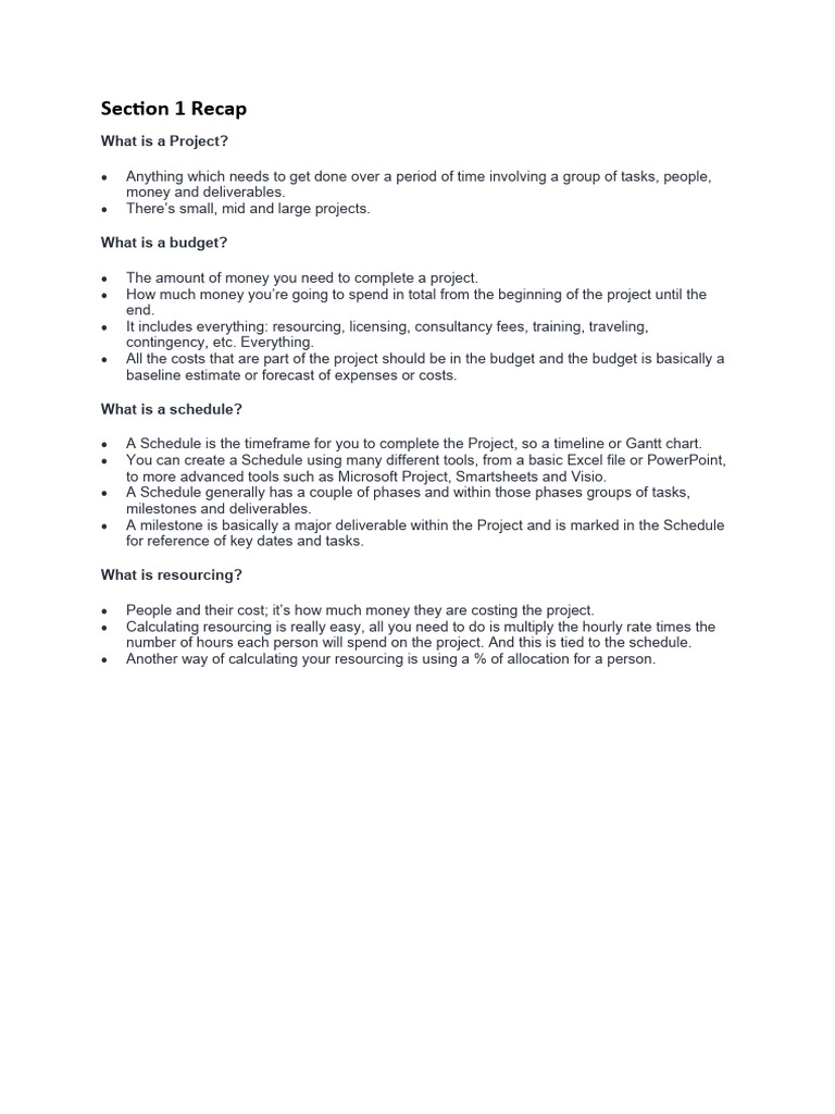 Section 1 Recap Pdf