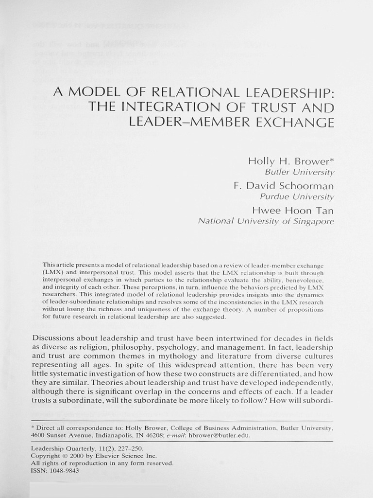 A Model Oe Relational Leadership | PDF | Leadership | Organizational Behavior