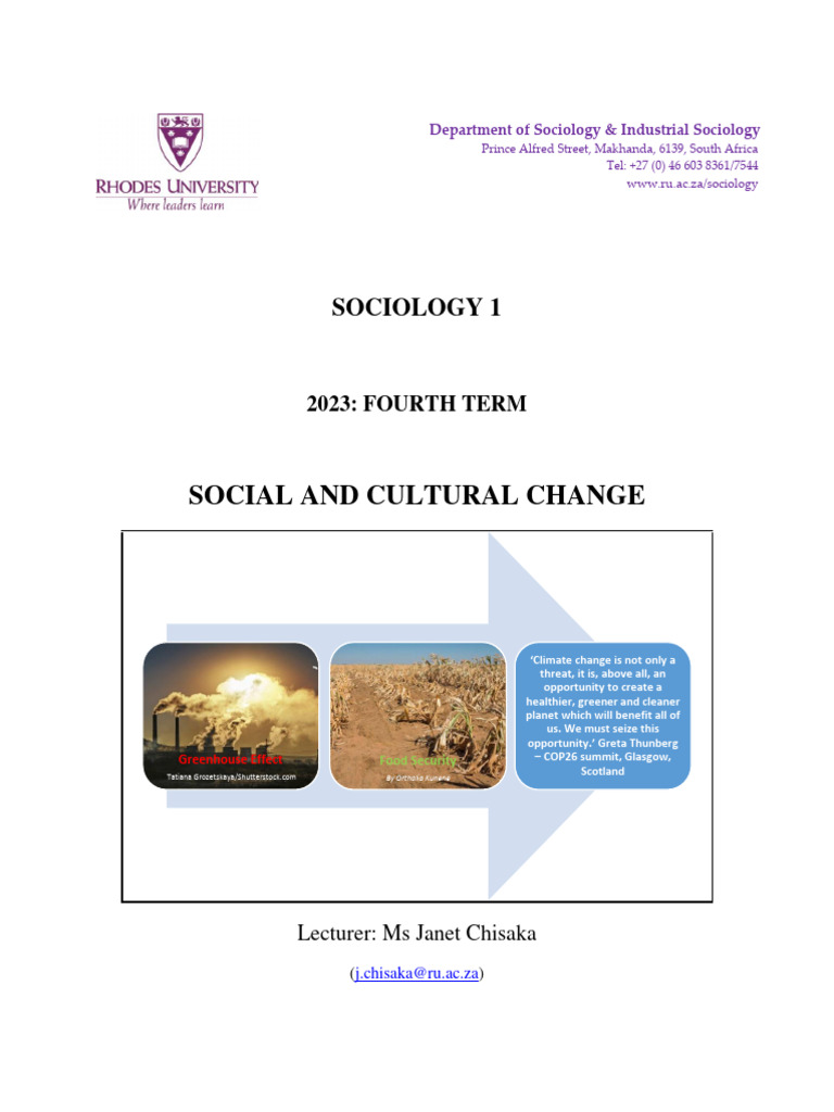 2023 - Social Cultural Change Module Outline[1] | PDF | Sociology | Theory