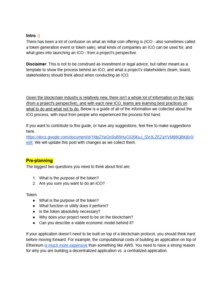 Guide To Launching An ICO | PDF