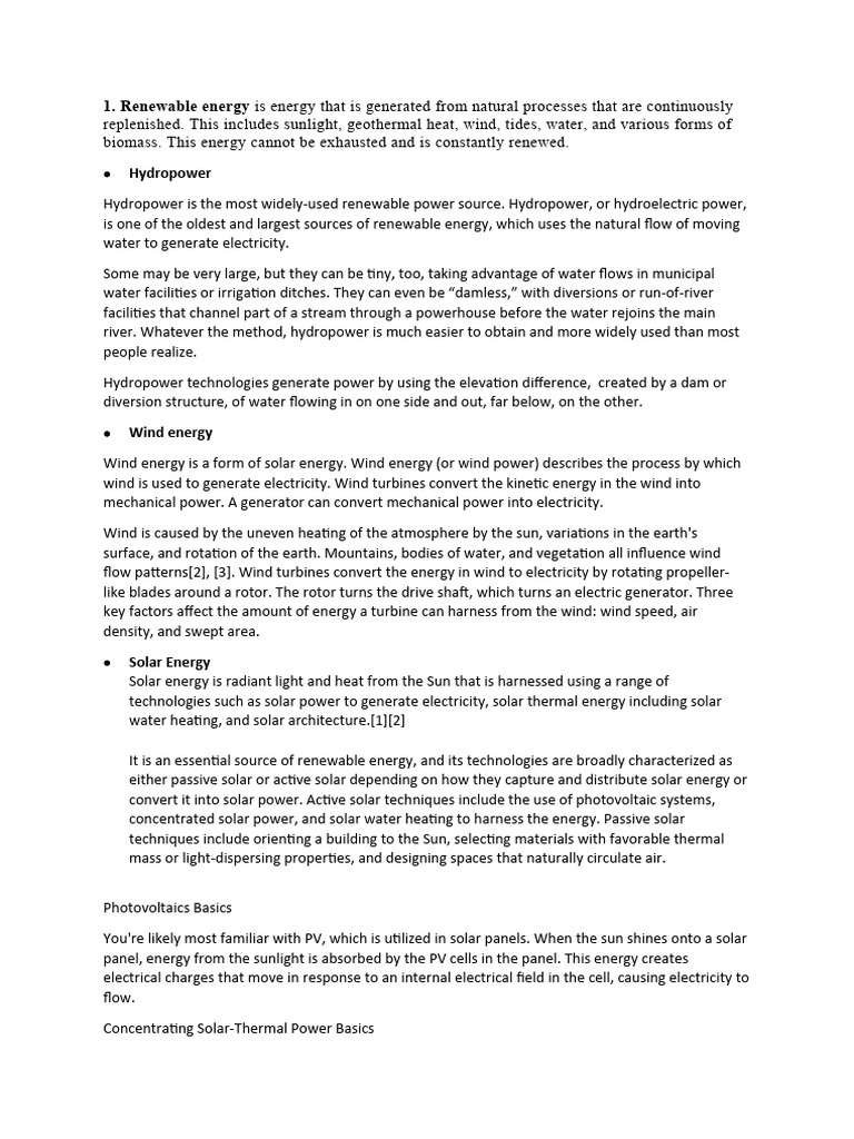 Renewable and Non-Renewable Energy and Resources | PDF | Solar Energy ...