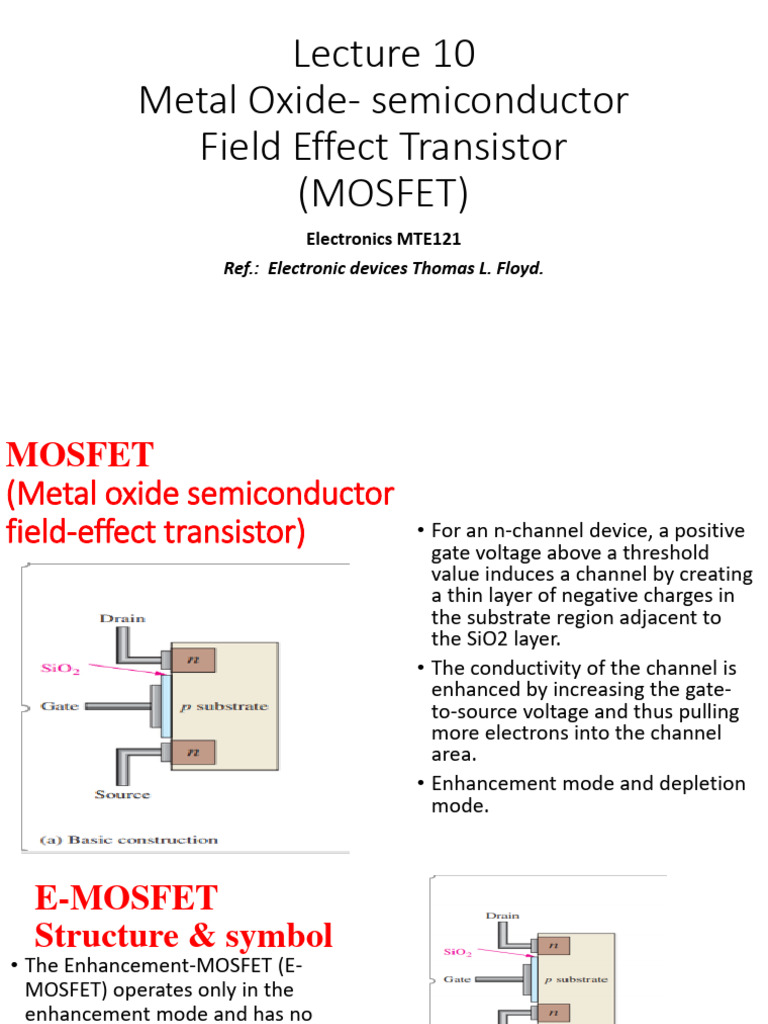 Lecture10 - MOSFET | PDF | Field Effect Transistor | Mosfet