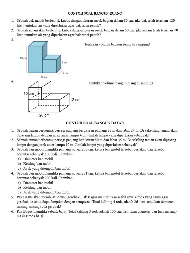 Contoh Soal Bangun Ruang Dan Bangun Datar Kelas 5 SD | PDF