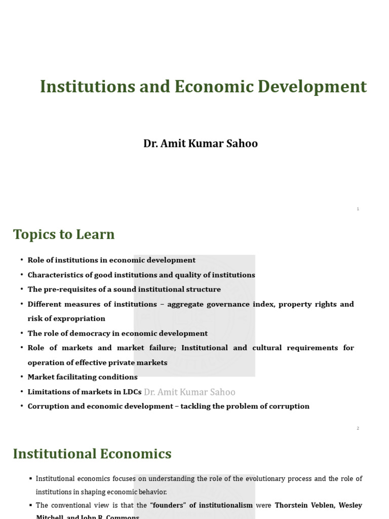 Unit - IV - Institutions and Economic Development | PDF | Institution ...
