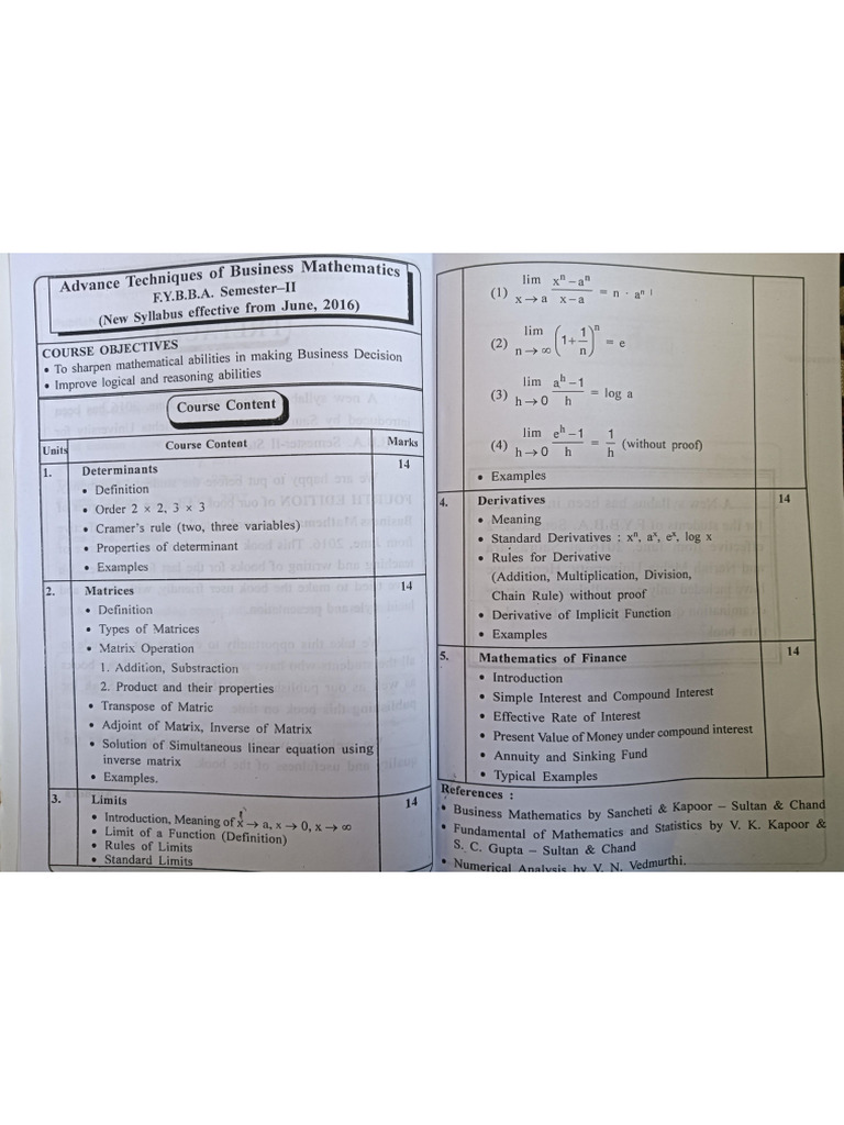 Advanced Techniques of Business Mathematics-1 | PDF