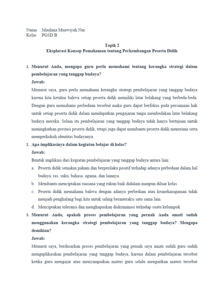 TOPIK 2 Eksplorasi Konsep Pemahaman Tentang Perkembangan Peserta Didik | PDF