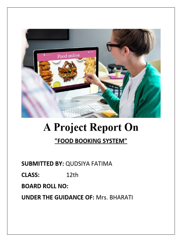 A Project Report On - Food Booking System | PDF | Databases | Computer Data