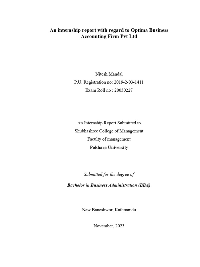 Accounting Firm Internship Report | PDF