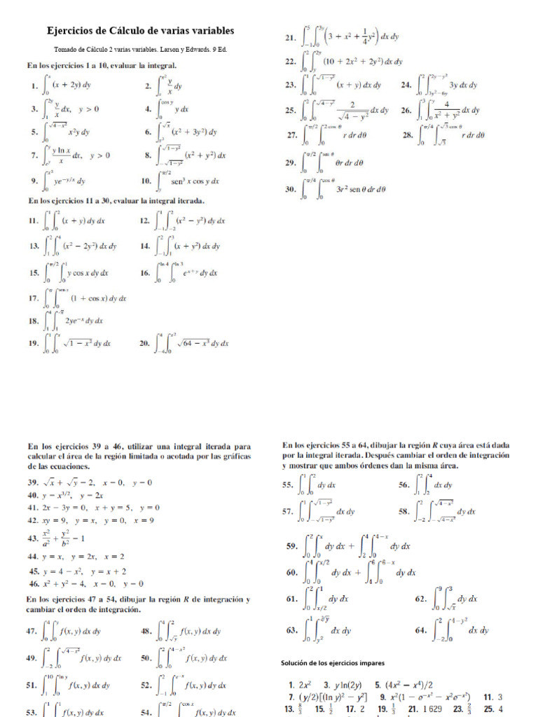 Ejercicios de integrales multiples | PDF