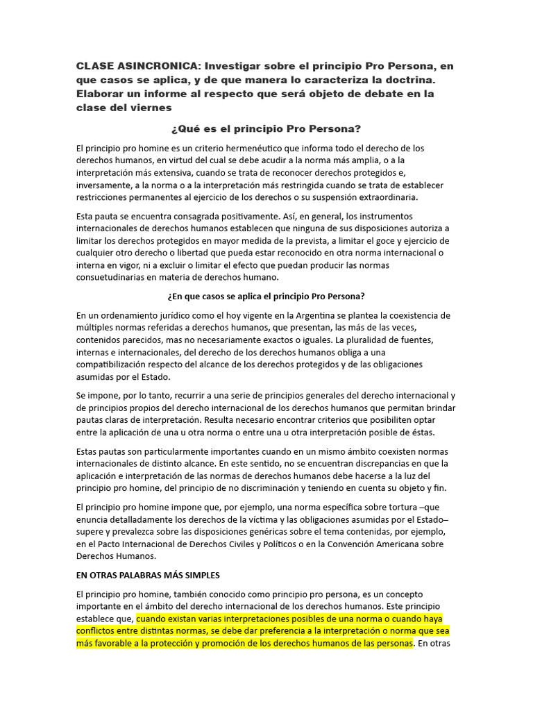 Principio Pro Persona | PDF | Derechos humanos | Derechos