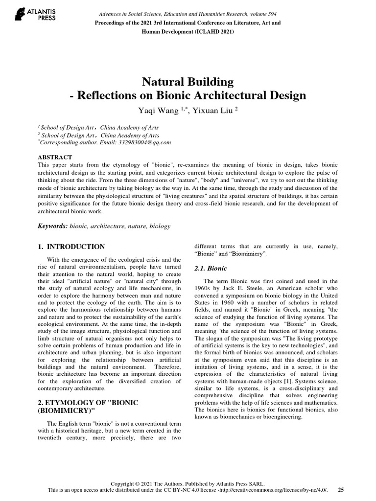 Natural Building - Reflections On Bionic Architectural Design | PDF ...