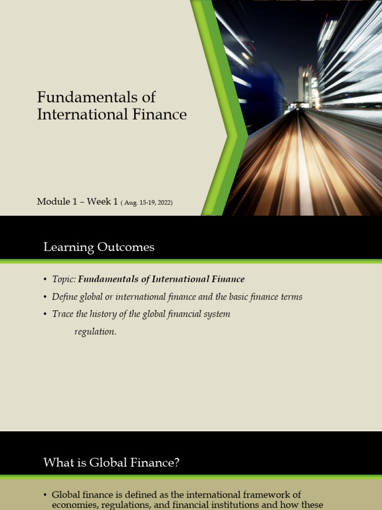 MODULE 1 - LEARNING MATERIAL Fundamentals of International Finance ...