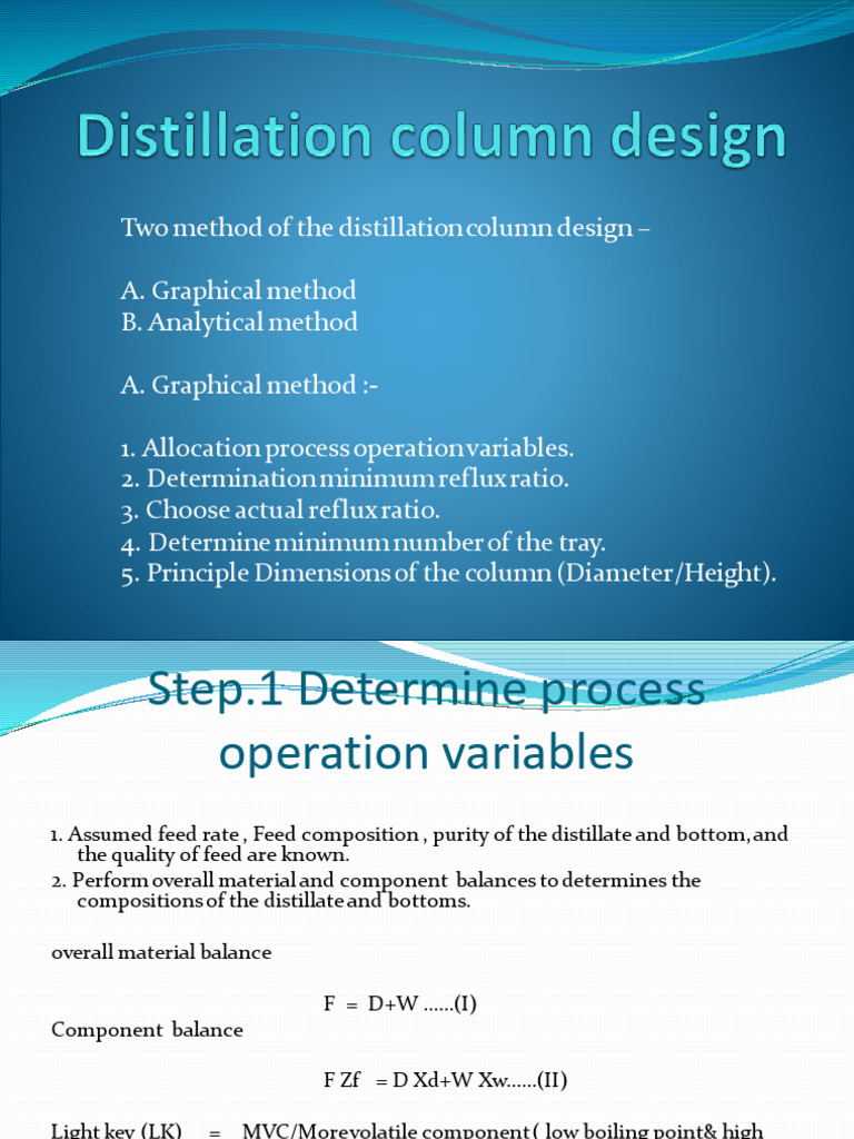 Distillation Column Design | PDF | Distillation | Chemical Process ...