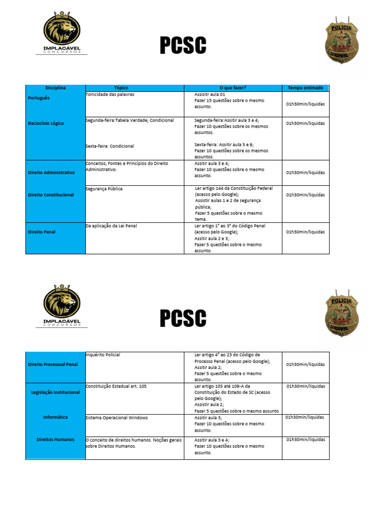 PCSC SEMANA 02 - Implacavel | PDF | Procedimento criminal | Direito Penal