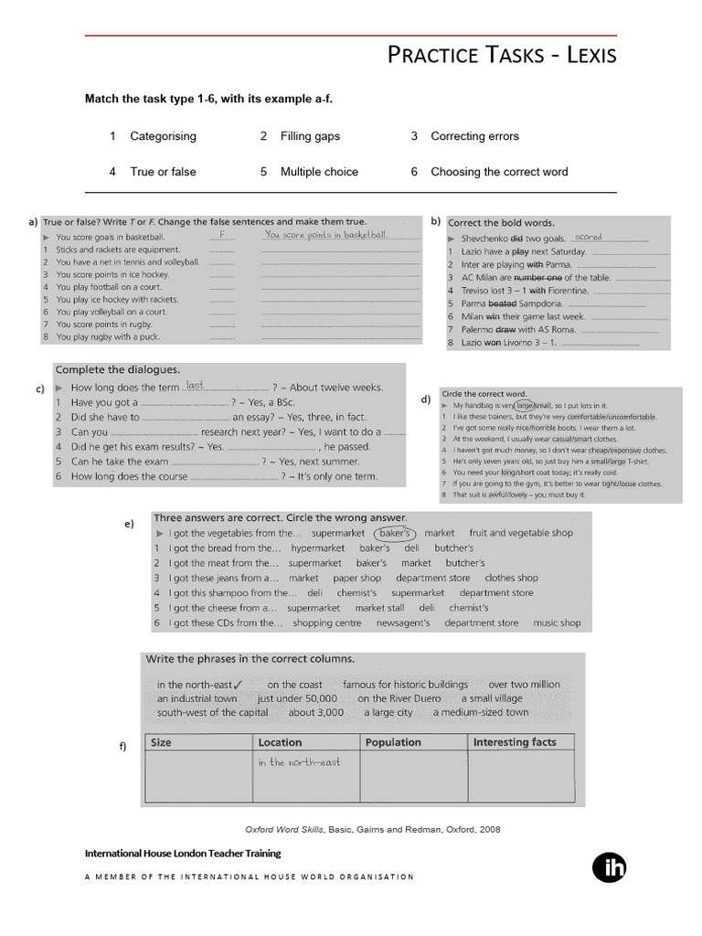 Controlled Practice Tasks LEXIS | PDF