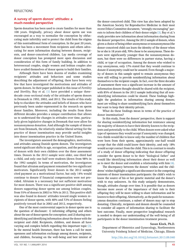 A Survey of Sperm Donors Attitudes A Much Needed P - 2014 - Fertility and Ster | PDF | Human ...