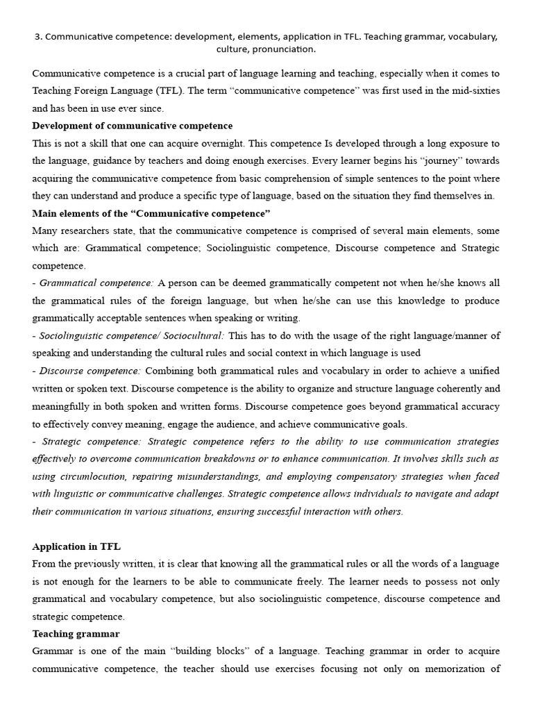 Development of Communicative Competence | PDF | Vocabulary | Foreign ...