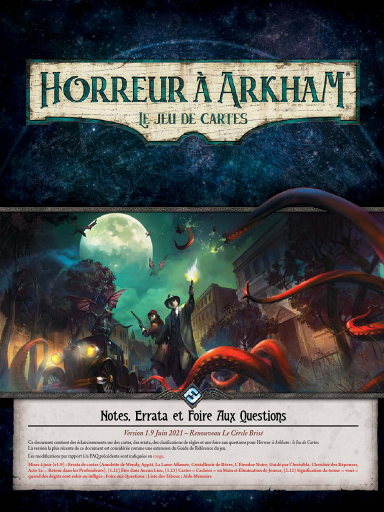Errata et FAQ Horreur à Arkham V1.9 | PDF