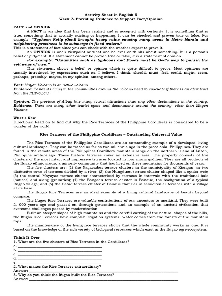 Q3-W7 - G5 - Activity Sheet | PDF