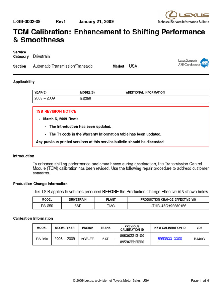 TCM Calibration: Enhancement To Shifting Performance & Smoothness | PDF ...