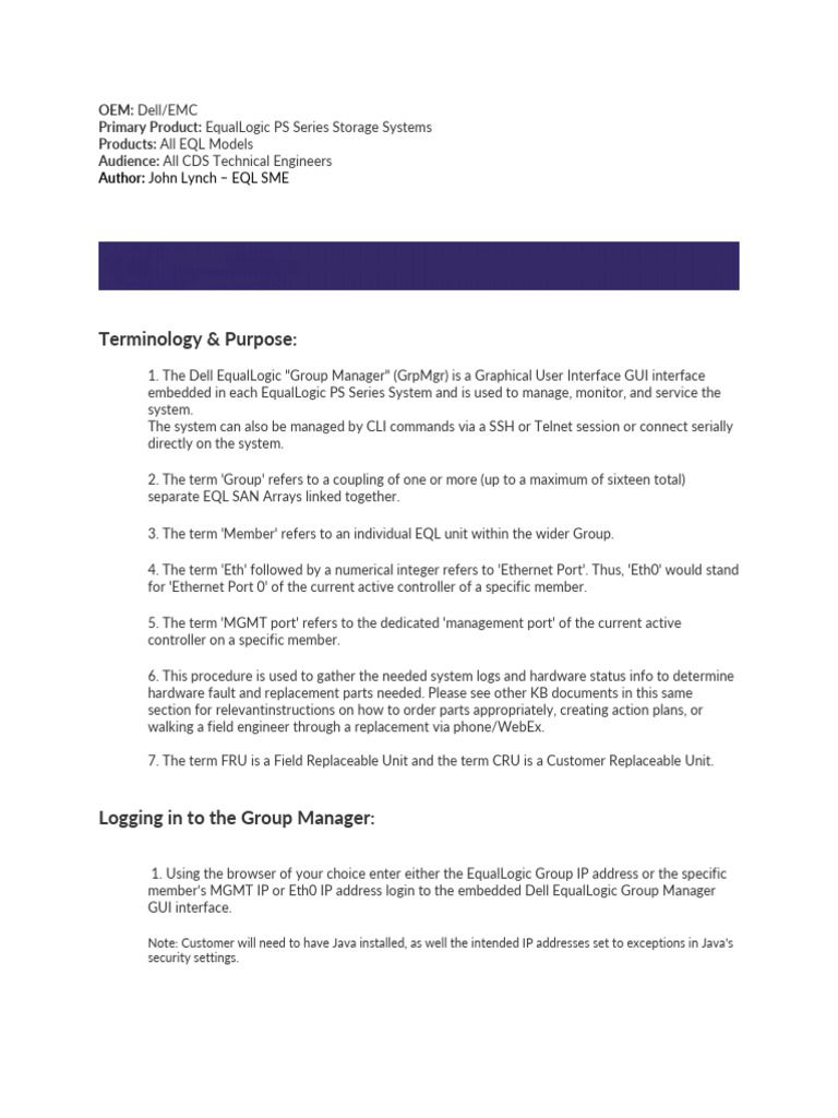 Managing Dell EqualLogic Group Manager | PDF | Command Line Interface | System Software
