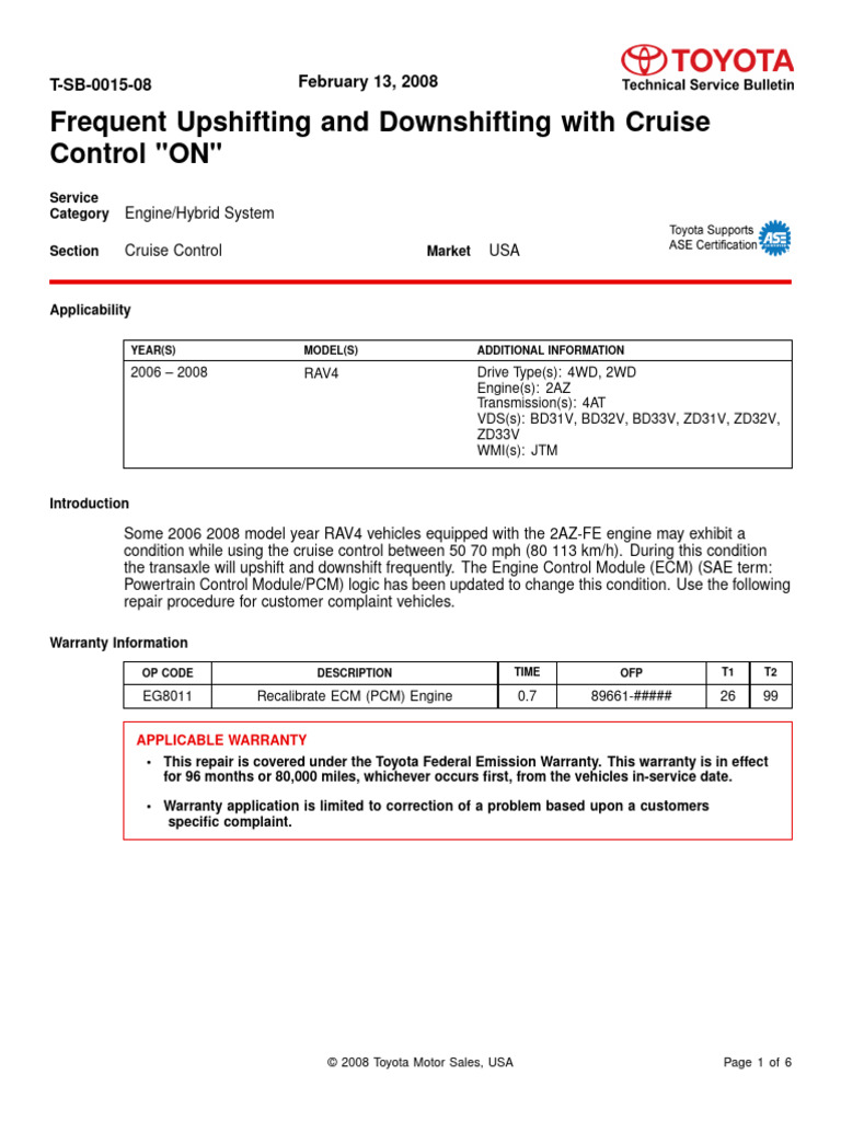 Frequent Upshifting and Downshifting With Cruise Control "ON" | PDF ...