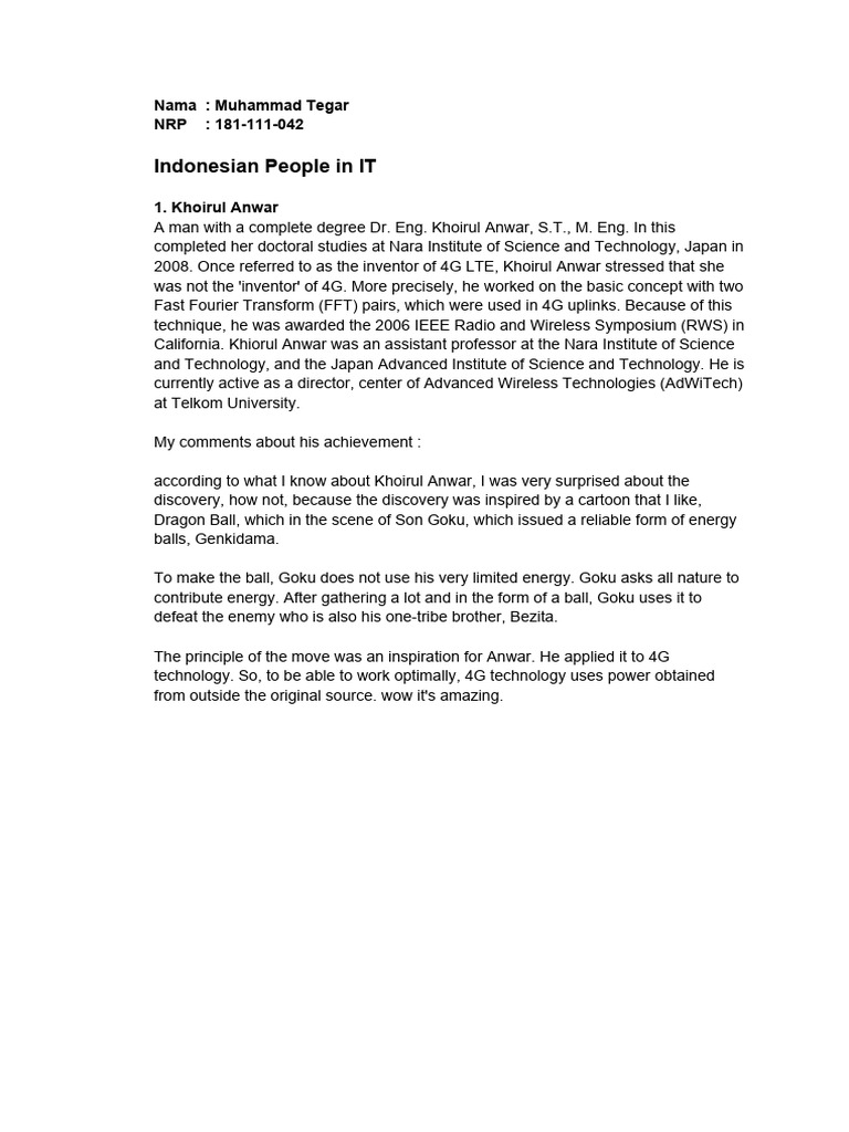 Indonesian People in IT Muhammad Tegar | PDF