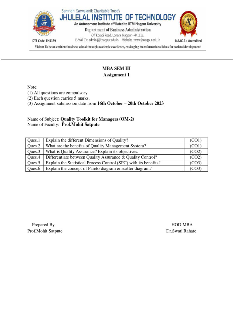 Assignment-1 OM-2-(QTFM) | PDF