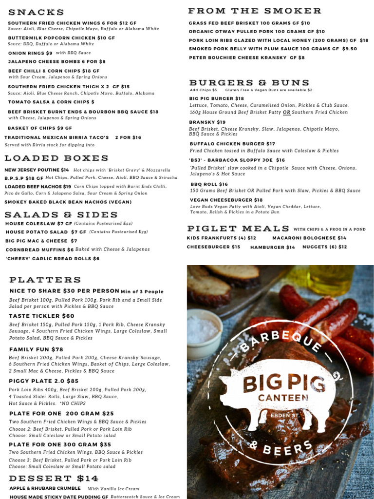 Big Pig Menu | PDF | Hamburgers | Barbecue