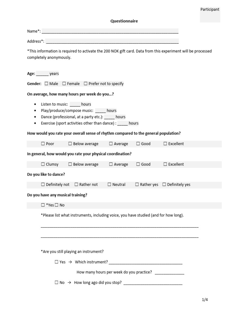 Music Experience Questionnaire | PDF | Headphones | Sound