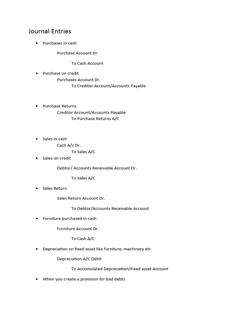 Journal Entries | PDF | Debits And Credits | Cash Flow Statement