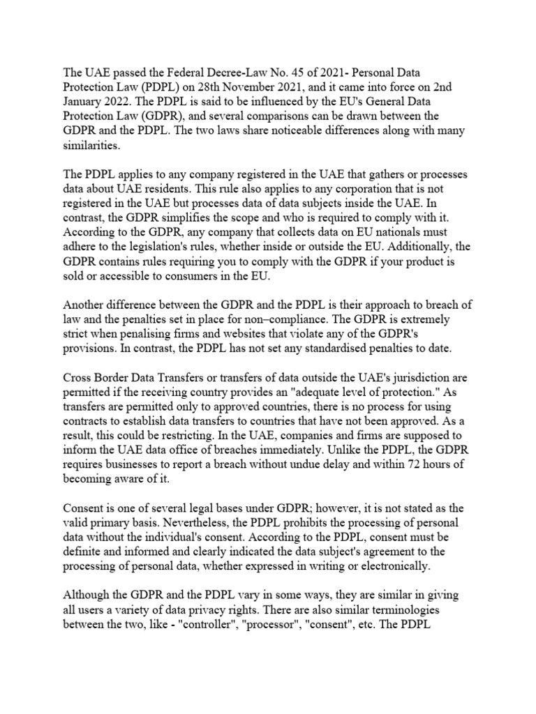 PDPL Vs GDPR | Download Free PDF | Government | Justice