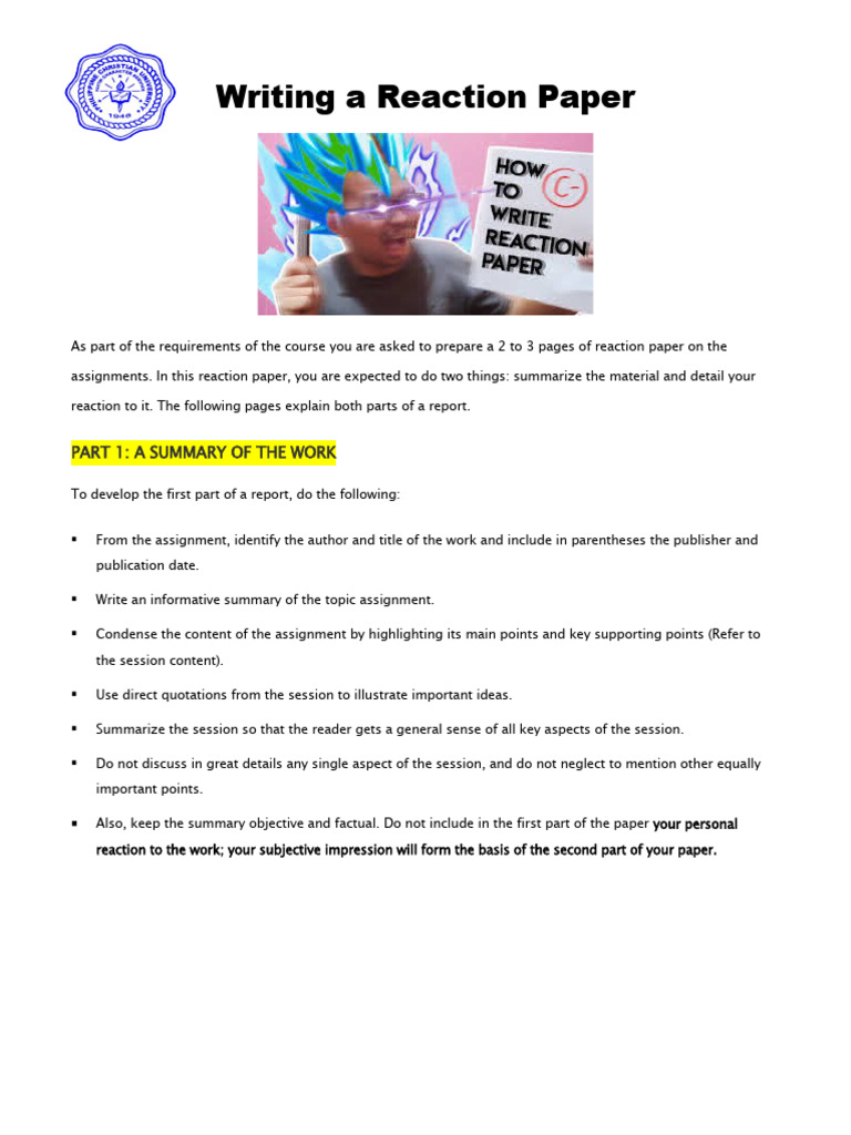 Writing A Reaction Paper 1 | PDF | Behavioural Sciences | Psychology