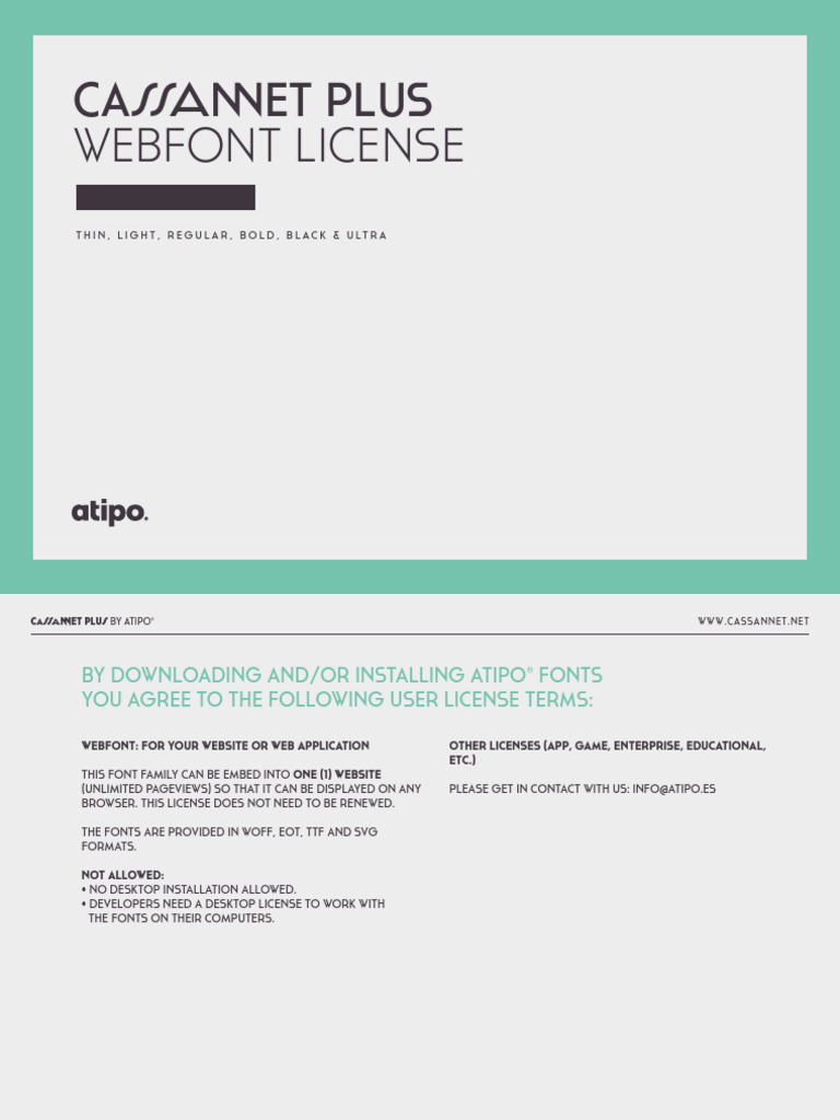 Cassannet Plus Webfont License | PDF
