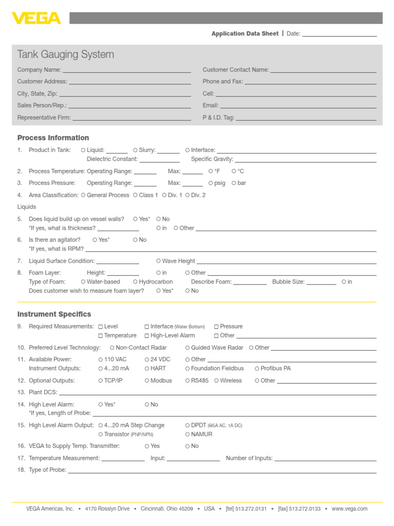 EN Application Data Sheets Tank Gauging System | PDF | Mechanical Engineering | Physical Sciences