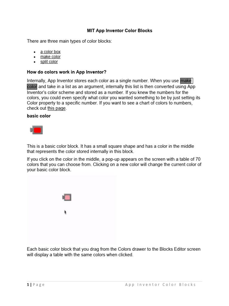 MIT App Inventor Color Blocks | PDF