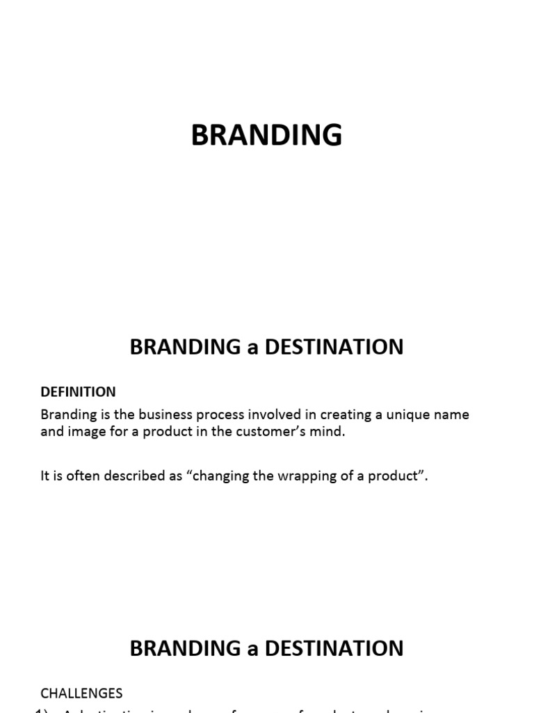Destination Marketing - Building a Brand | PDF | Brand | Tourism