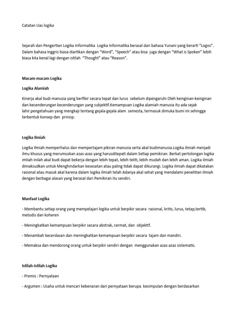 Macam-Macam Logika Logika Alamiah | PDF